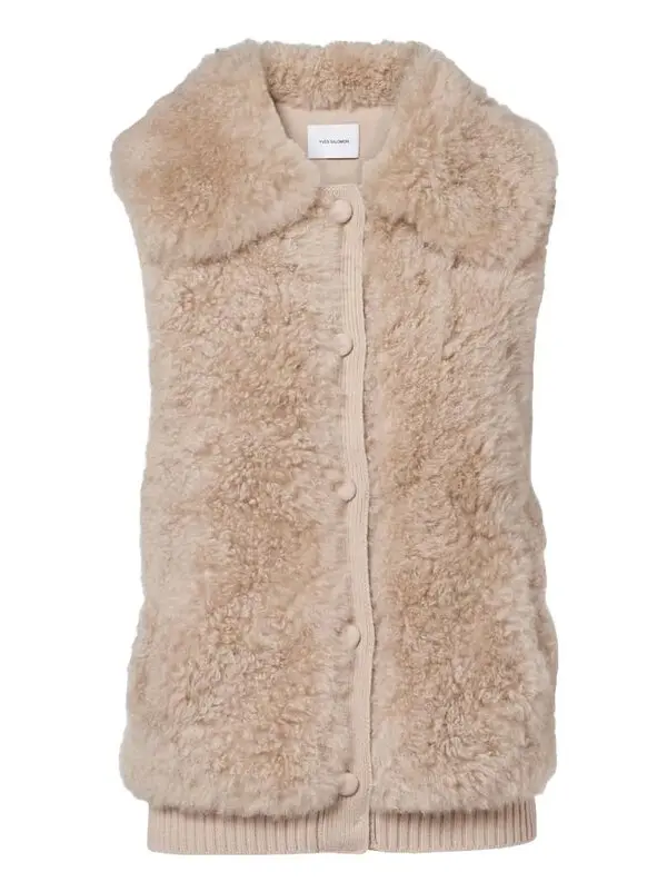 YVES SALOMON Shearling Vest - Beige