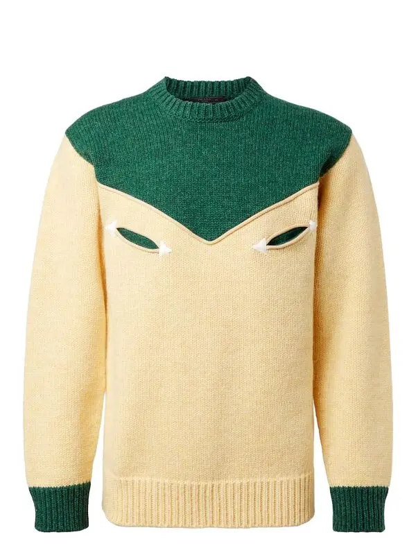 Prada Virgin Wool Crewneck Sweater - Yellow