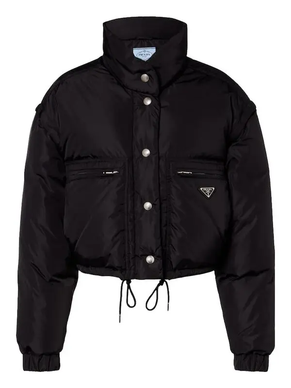 Prada Re-nylon Cropped Down Jacket - Black