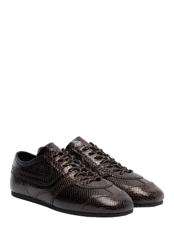 Dries Van Noten Croc-effect Leather Sneakers - Brown
