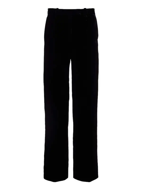 Alexander McQueen Low-rise Velvet Wide-leg Pants - Black