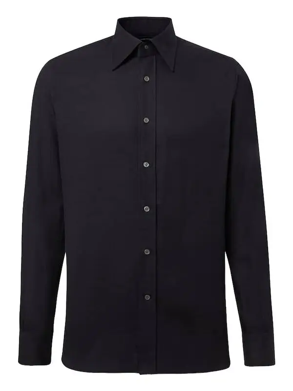 Thom Sweeney Cotton Flannel Shirt - Black