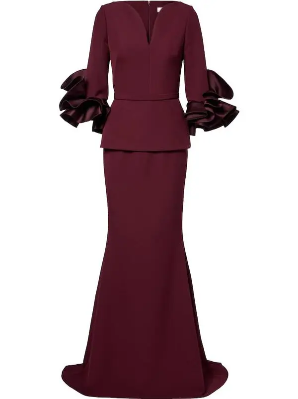 Safiyaa Clemenza Crêpe Gown - Burgundy