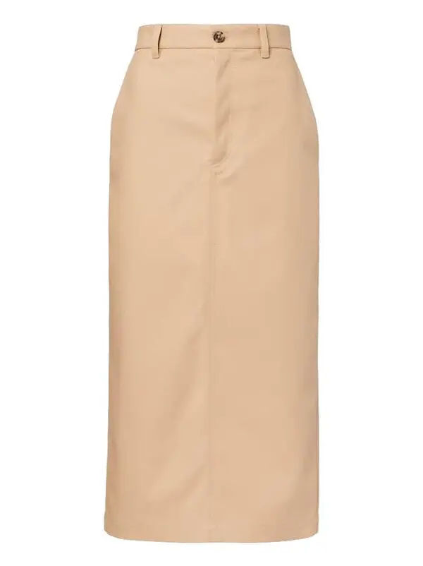 Wardrobe.NYC High-rise Cotton Midi Skirt - Beige