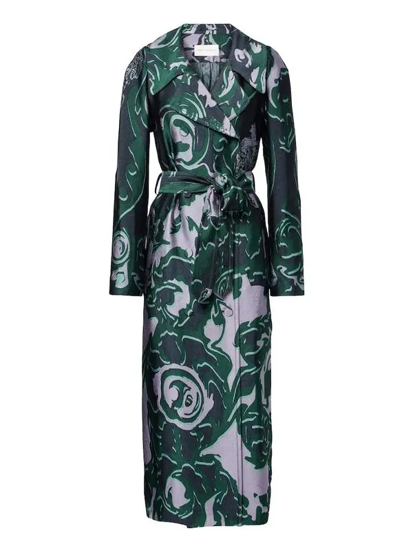 Dries Van Noten Printed Trench Coat - Green