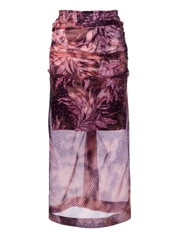 Dries Van Noten Layered Printed Silk-blend Midi Skirt - Burgundy