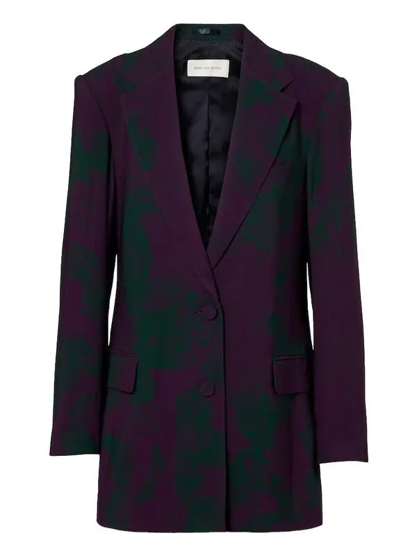 Dries Van Noten Printed Viscose Blazer - Burgundy