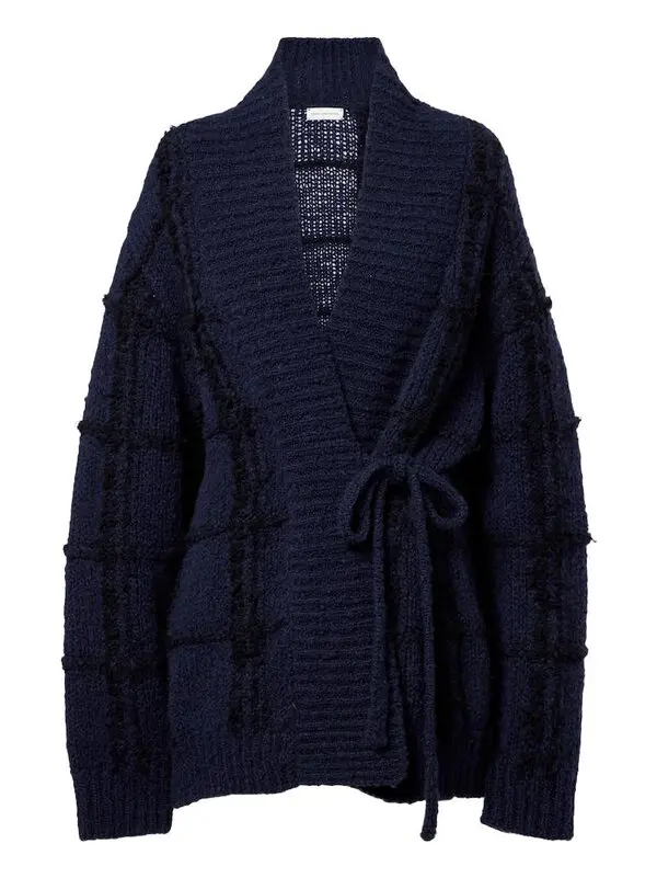 Dries Van Noten Checked Wool Cardigan - Blue