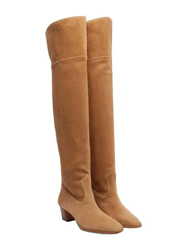 AQUAZZURA Nomad 50 Suede Over-the-knee Boots - Beige