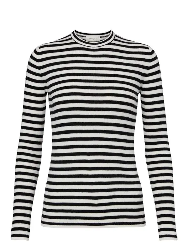 LISA YANG Vivian Striped Cotton And Cashmere Top - Multicoloured
