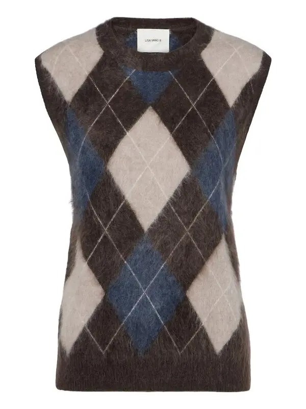 LISA YANG Yasmin Argyle Cashmere Sweater Vest - Multicoloured