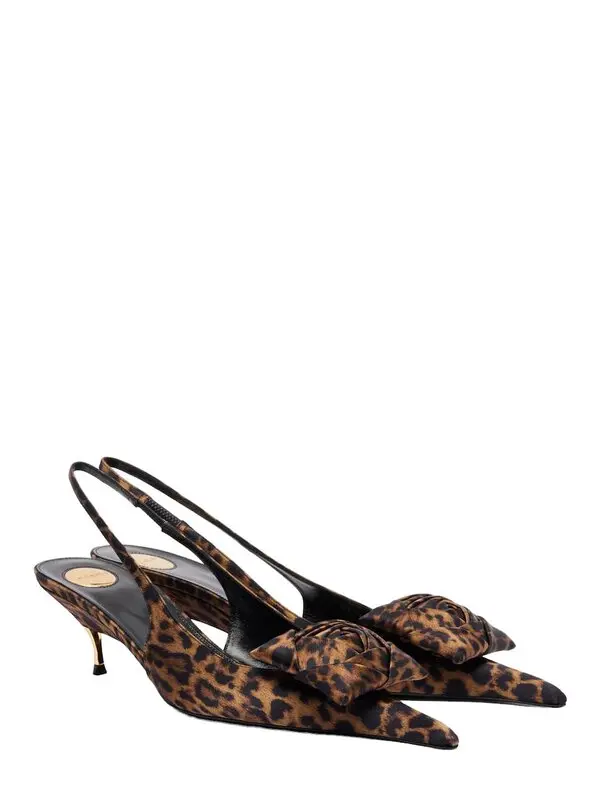 Saint Laurent Dakota 50 Leopard-print Slingback Pumps - Brown