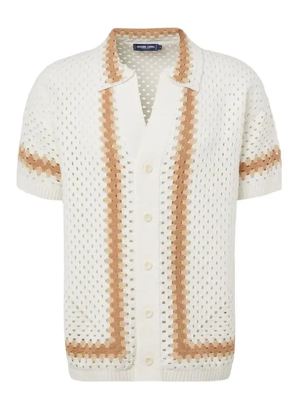 Frescobol Carioca Pinto Crochet Cotton Bowling Shirt - White