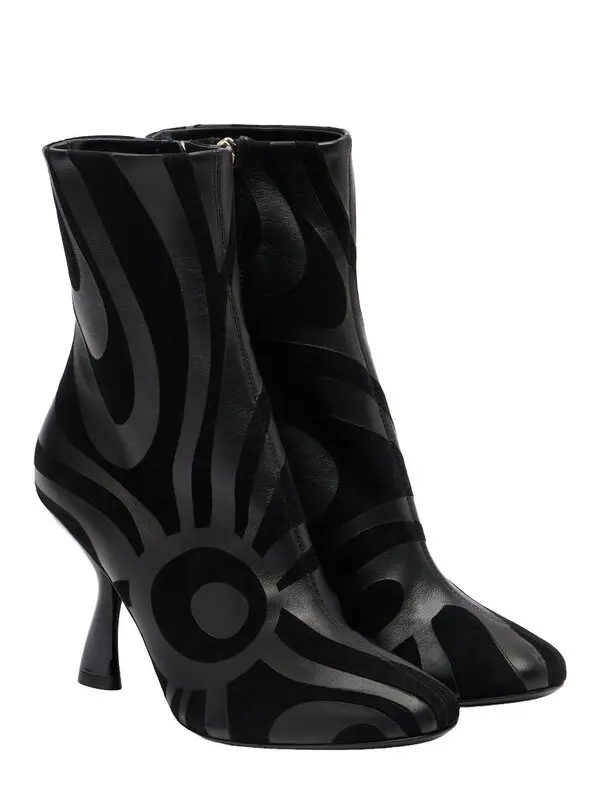 Emilio Pucci Marmo Suede And Leather Ankle Boots - Black