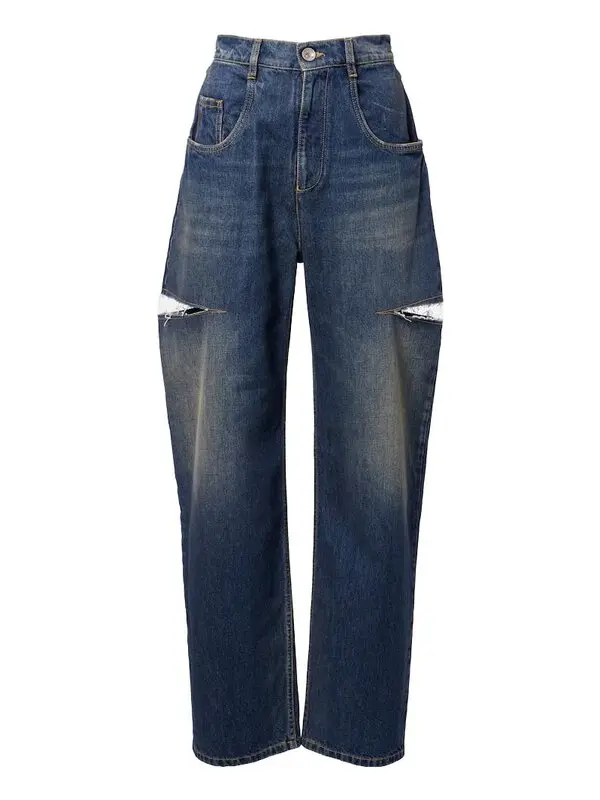 MAISON MARGIELA Distressed Barrel-leg Jeans - Blue