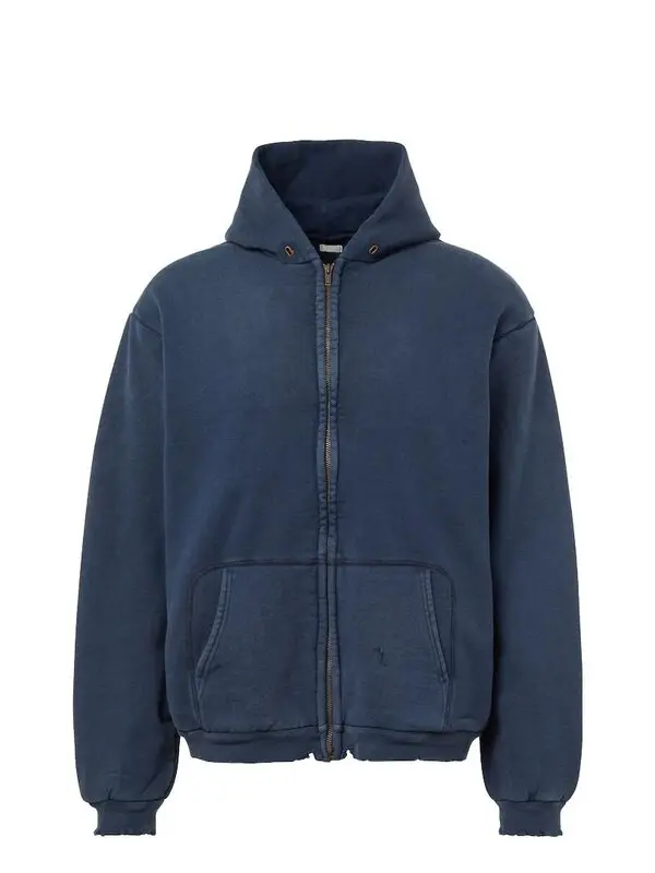 A.PRESSE Vintage Cotton Zip-up Hoodie - Blue