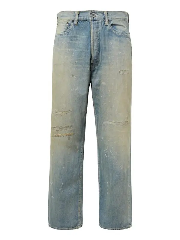 A.PRESSE No. 37 Distressed Straight Jeans - Blue