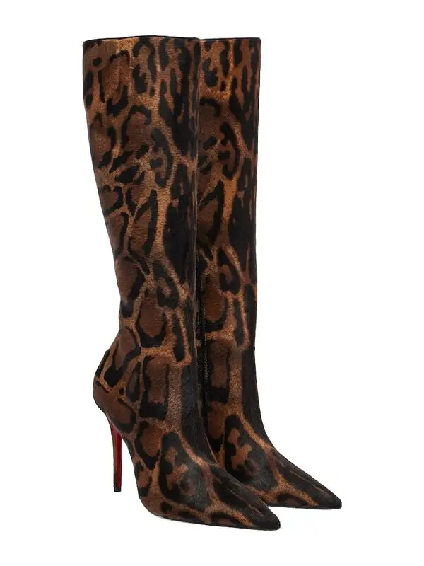 CHRISTIAN LOUBOUTIN Miss Z 100 Calf Hair Knee-high Boots - Brown