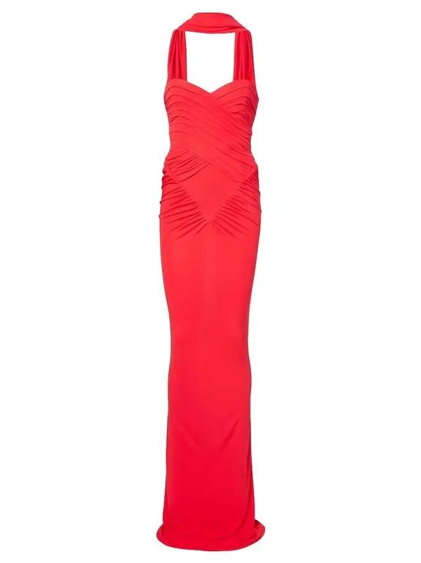 THE NEW ARRIVALS ILKYAZ OZEL Samsara Ruched Gown - Red