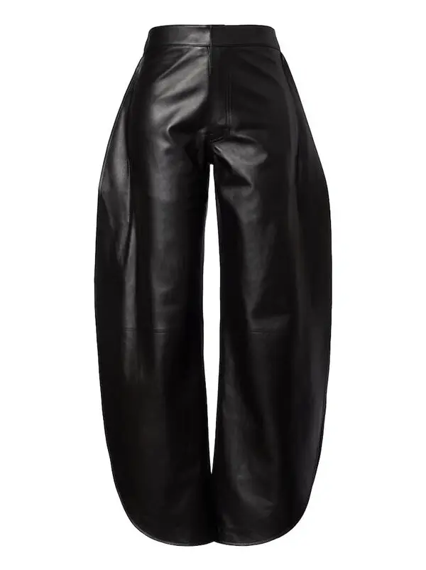 Alaïa High-rise Leather Barrel-leg Pants - Black