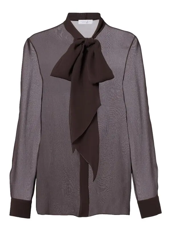 Gabriela Hearst Shildon Tie-neck Silk Blouse - Brown