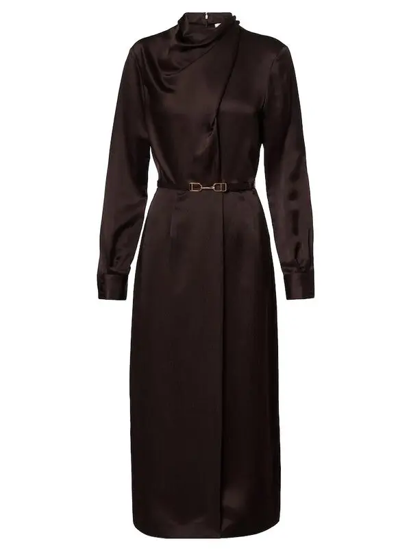 Gabriela Hearst Josef Belted Silk Midi Dress - Brown