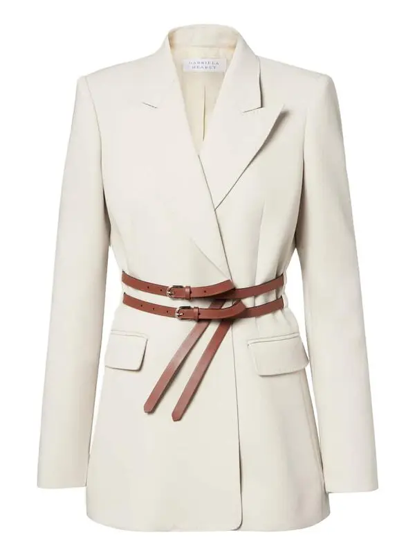 Gabriela Hearst Belted Wool Blazer - Beige