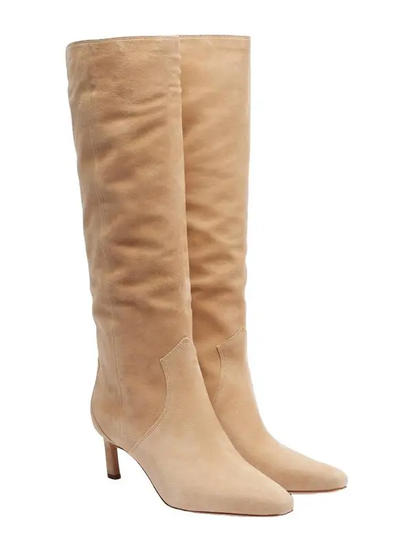Veronica Beard Kinna 55 Suede Knee-high Boots - Beige