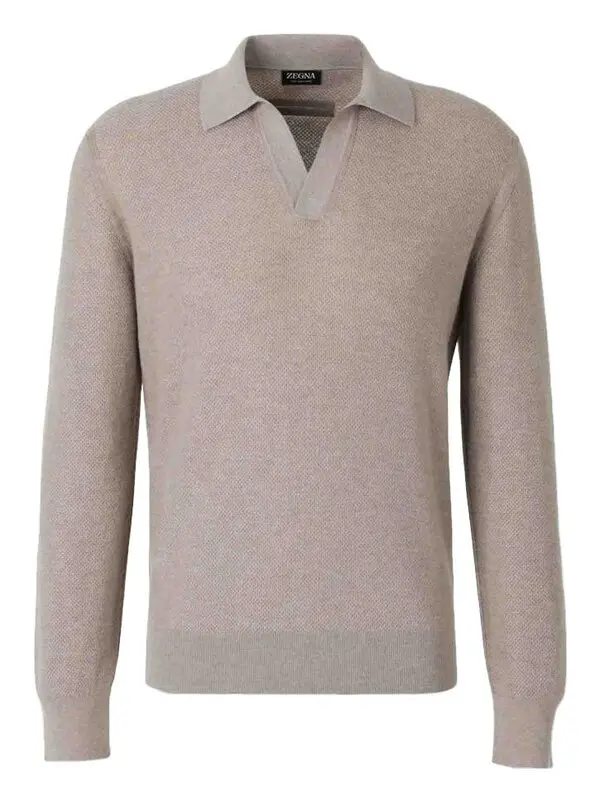 Zegna Polo Collar Cashmere Sweater - Brown
