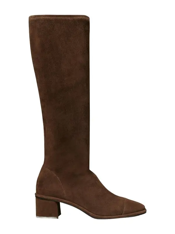 Tory Burch Cap-toe Suede Knee-high Boots - Dark Cocoa