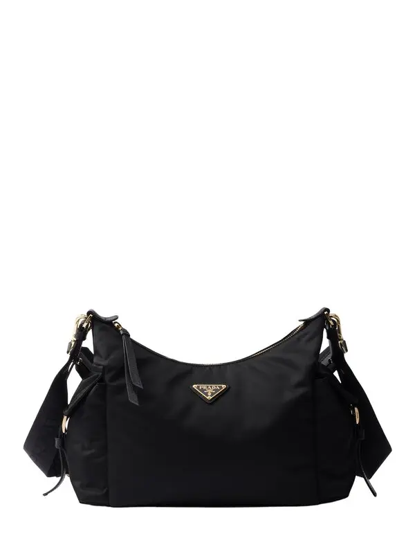 Prada Large Re-nylon And Leather Bag - Black