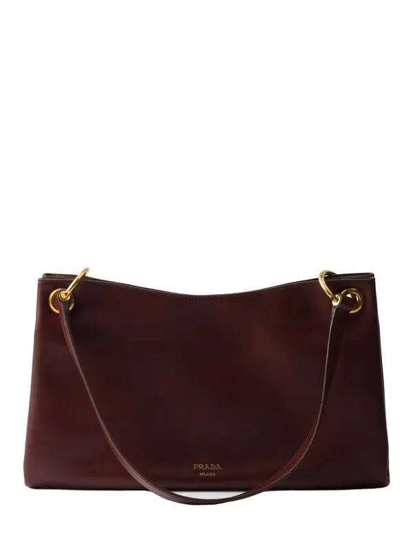 Prada Etude Large Leather Shoulder Bag - Brown