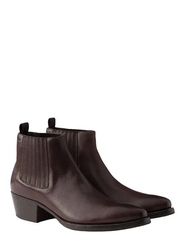 Prada Leather Chelsea Boots - Dark Brown