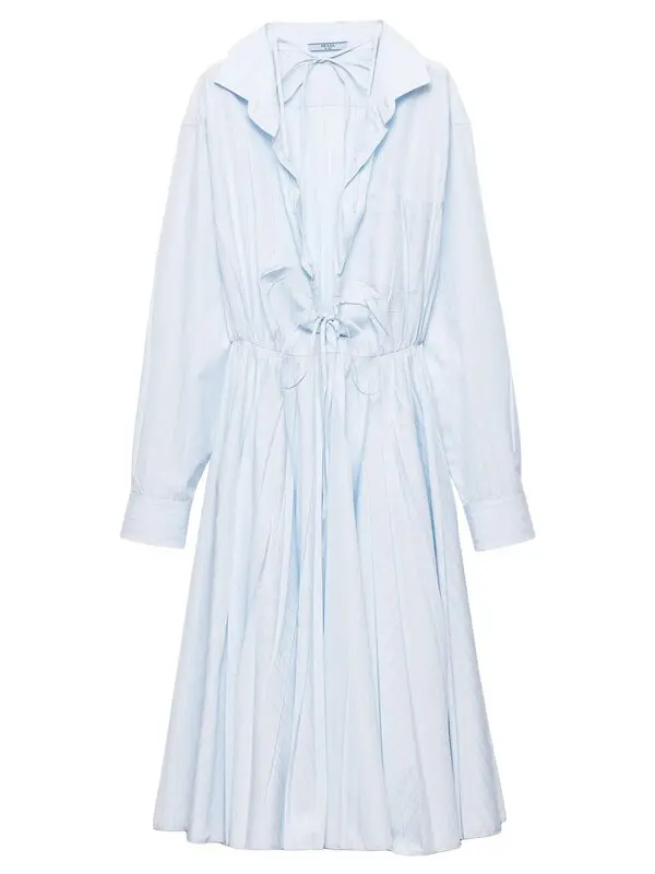Prada Cotton Midi Shirt Dress - Light Blue