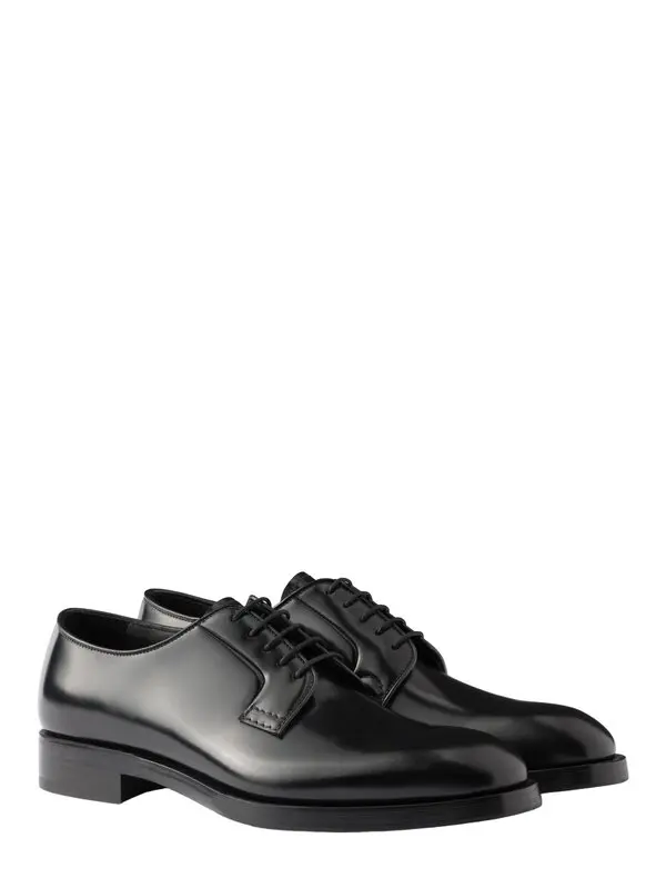 Prada Brushed Leather Lace-up Shoes - Black
