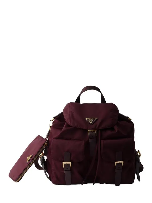 Prada Re-nylon Backpack With Pouch - Burgundy