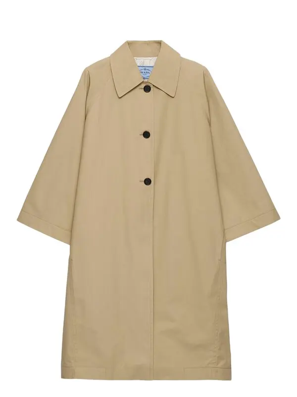 Prada Single-breasted Cotton Canvas Coat - Khaki