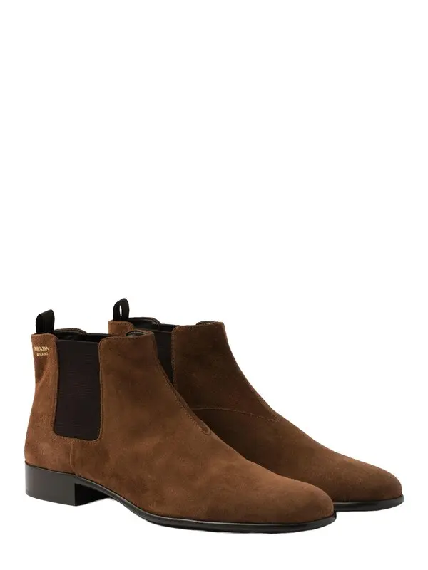 Prada Suede Booties - Brown