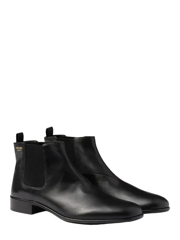 Prada Leather Booties - Black