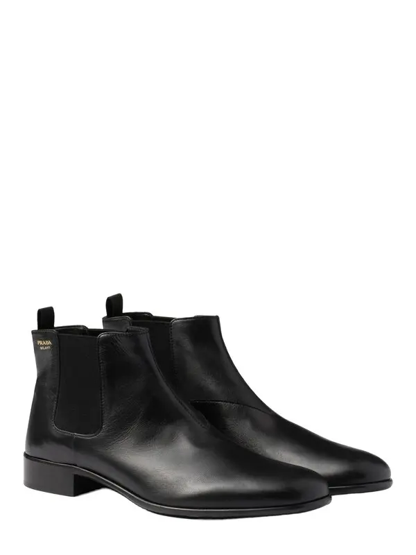 Prada Leather Booties - Black