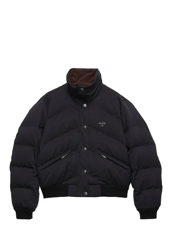Prada Cropped Compact Poplin Down Jacket - Black