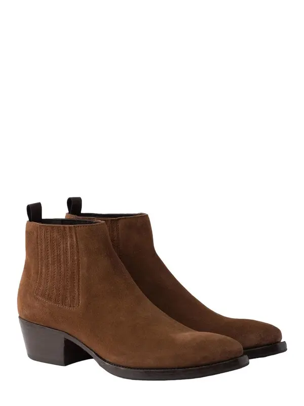 Prada Suede Chelsea Boots - Cocoa Brown