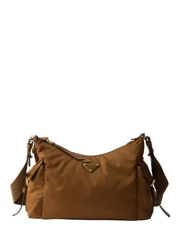 Prada Large Re-nylon And Leather Bag - Brown