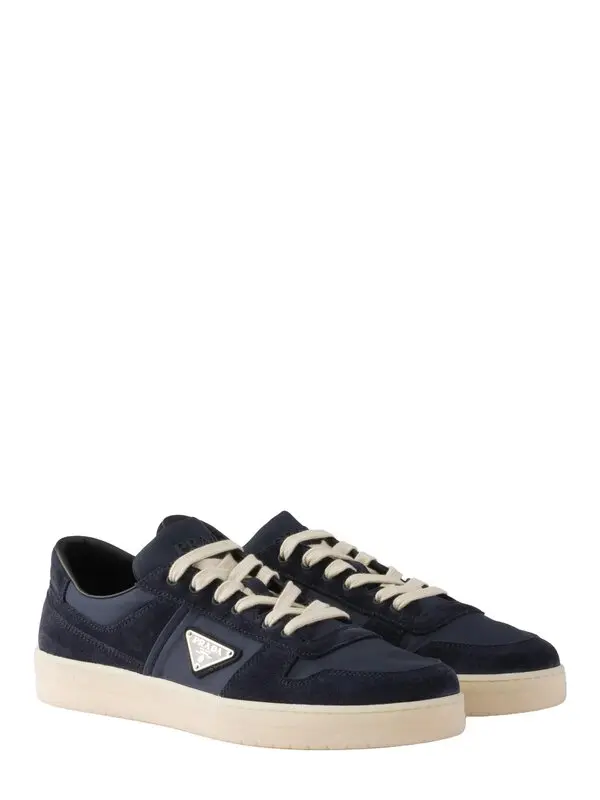 Prada Downtown Re-nylon And Suede Sneakers - Blue