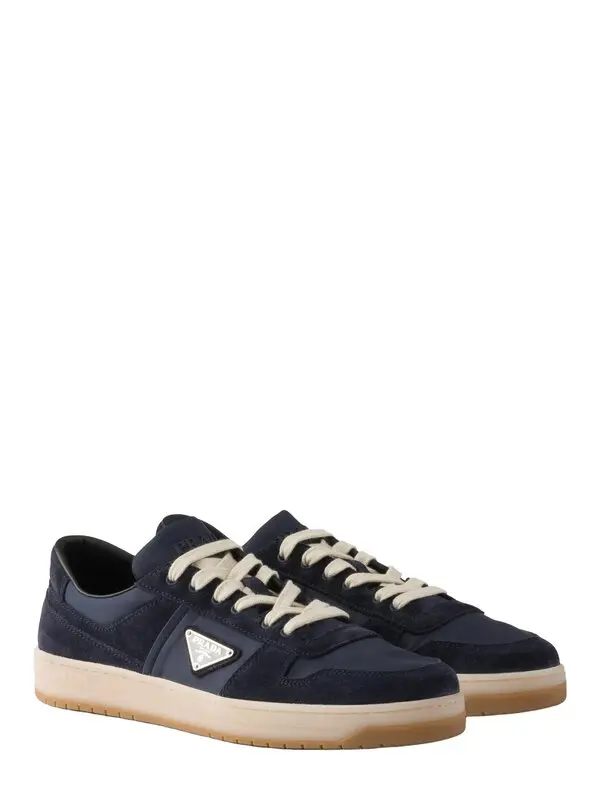 Prada Downtown Re-nylon And Suede Sneakers - Blue