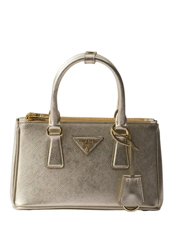 Prada Galleria Patent Saffiano Leather Mini-bag - Gold/silver