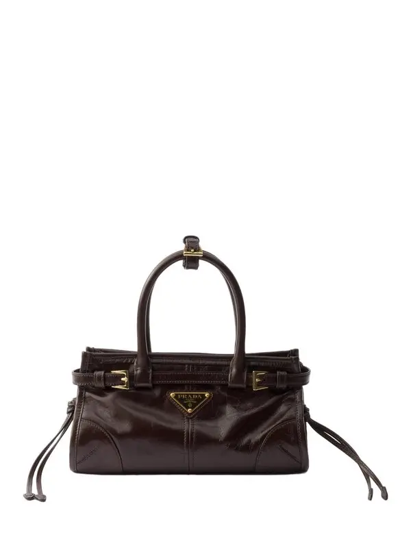 Prada Bonnie Leather Mini Handbag - Dark Brown