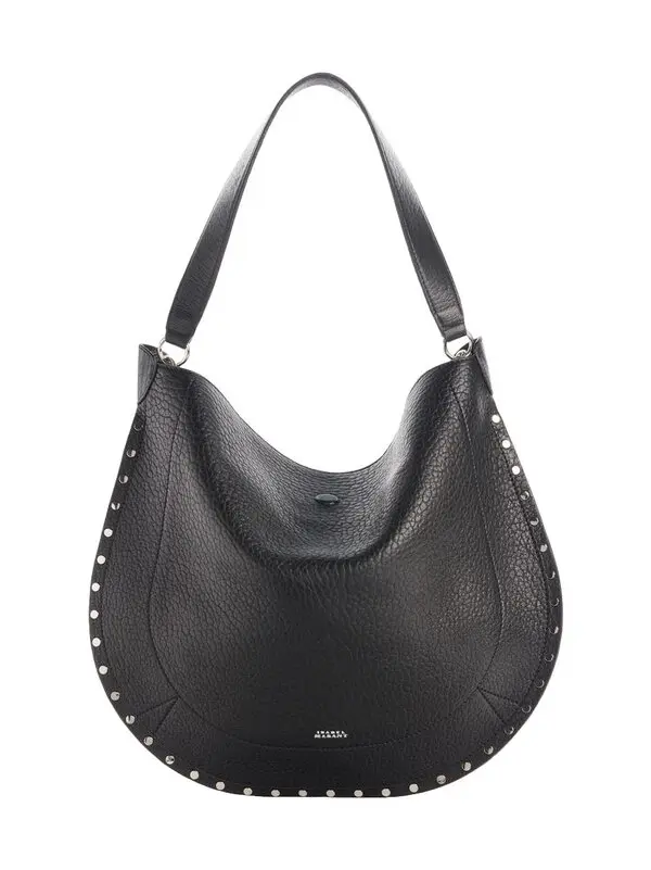 Isabel Marant Oskan Studded Leather Hobo Bag - Black/silver