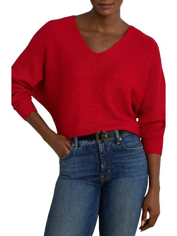Ralph Lauren Ottoman Stitch Dolman Sleeve Sweater - Ralph Red