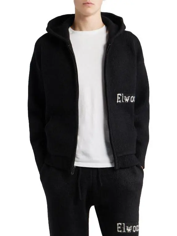 ELWOOD Hooded Zip Cardigan - Black